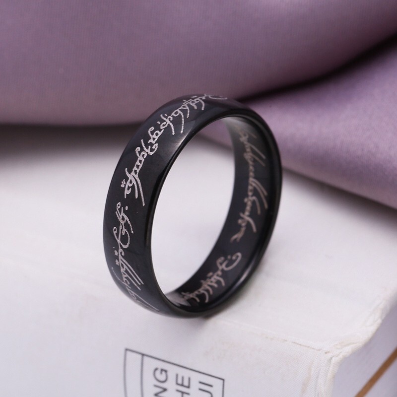 Lord of the Elvish Rings Silver Tungsten Promise One Ring Mens Comfort ...