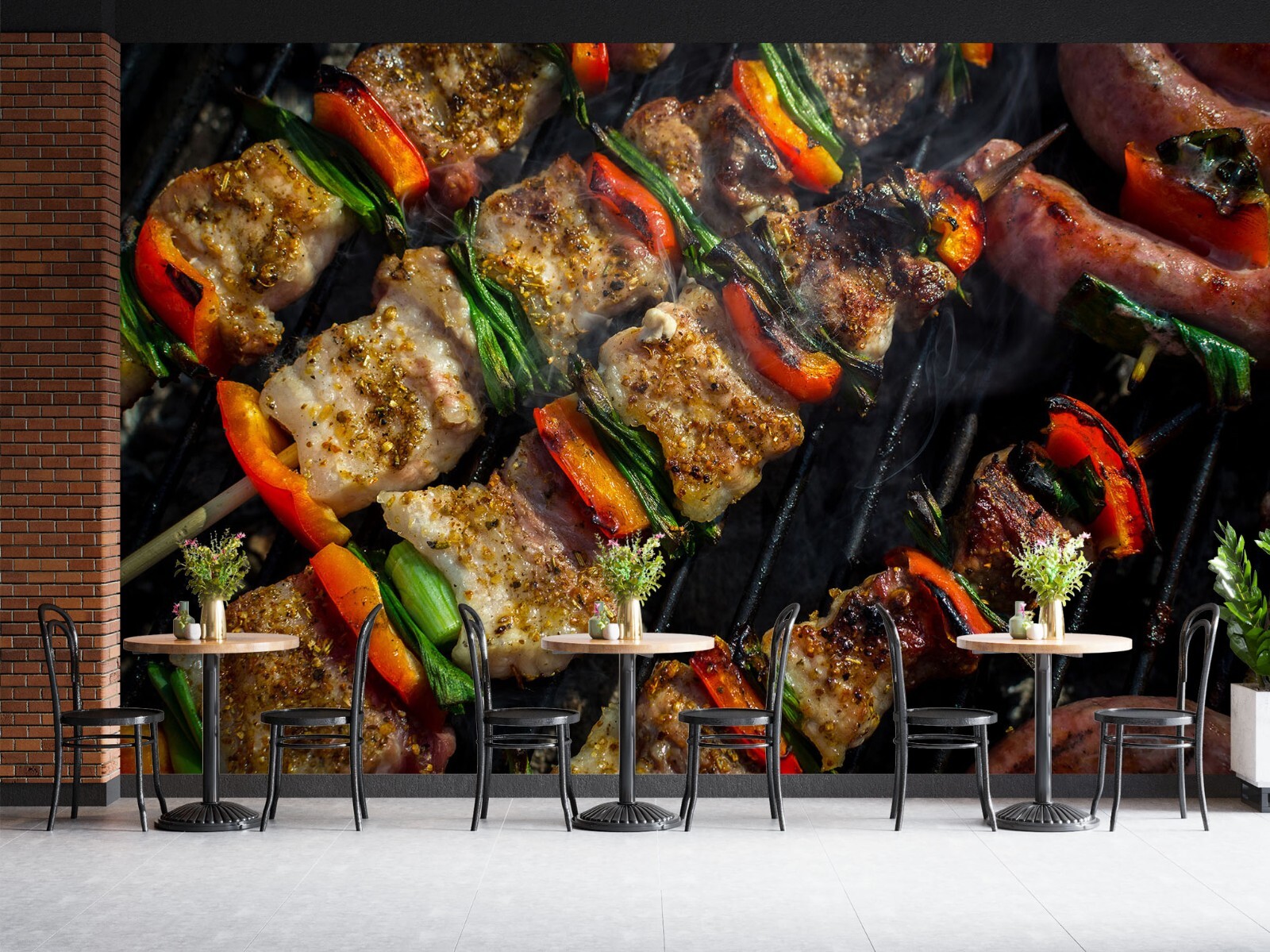 3D Grill Kebab Shop BBQ K051 Wallpaper Wall Mural Self-adhesive ...
