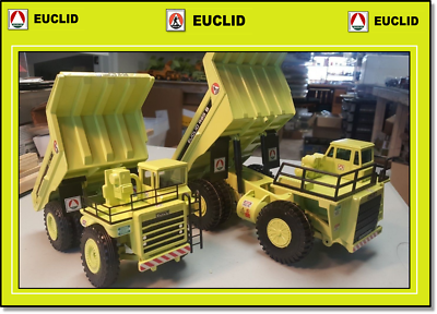 2 x EUCLID Dump Trucks R-85B / R-35 authentic 1955 "Hi Lite Green ...