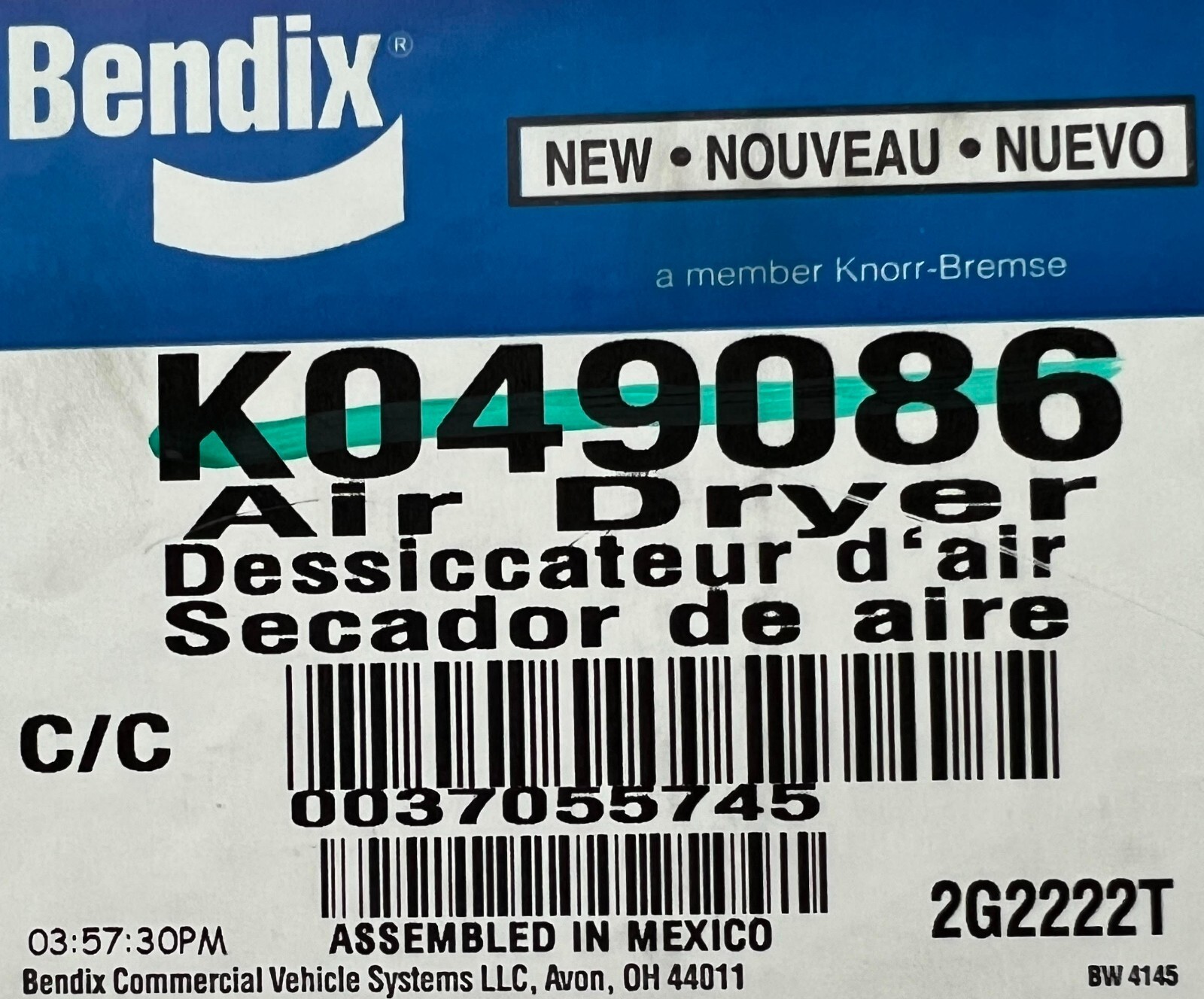 K049086 / K049086BXW Genuine Bendix Air Dryer OEM - New | eBay