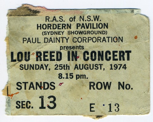 AC/DC LOU REED 25TH AUG 1974 SYDNEY MEGA RARE TICKET DAVE EVANS BEFORE ...