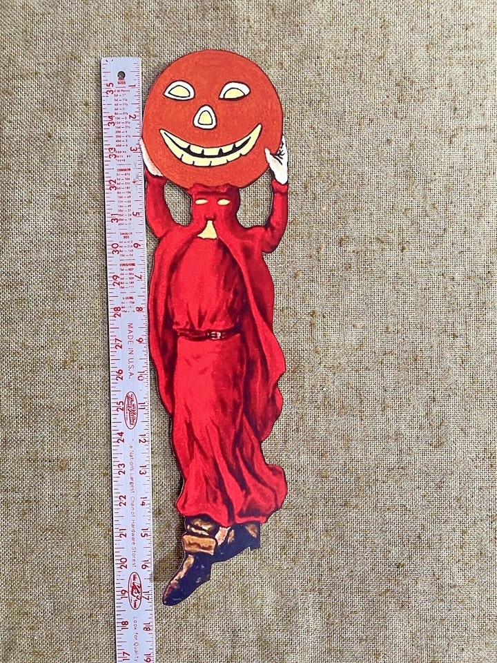 U Pick Vintage Inspired Red Devil Carries Pumpkin Halloween Cardstock ...