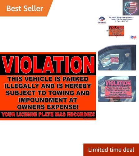 Weather-Resistant No Parking Stickers - 10 Pack | Towing Alert, 4.25"x6 ...