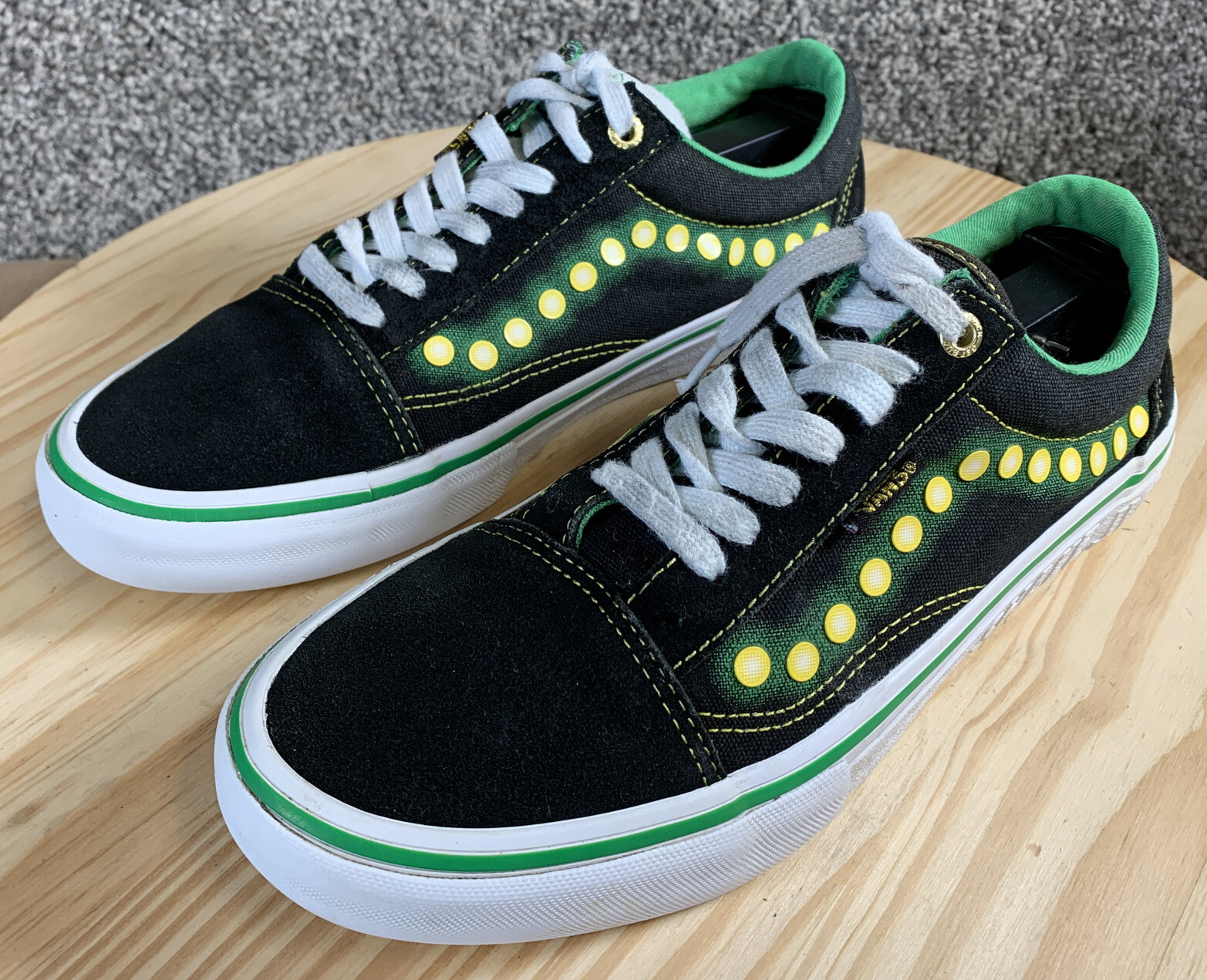 Vans Pro Shake Junt Shoes Unisex Size 7.5 Black Suede Green Sneakers ...