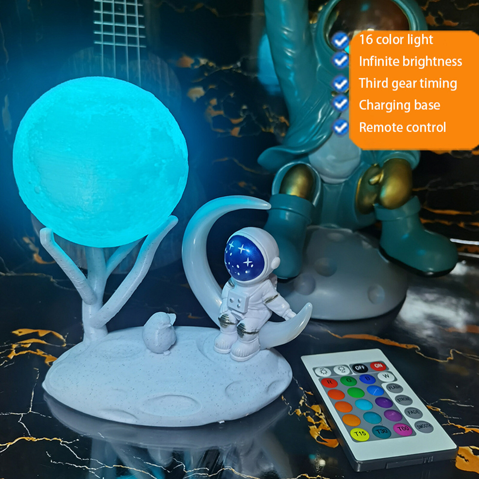 Astronaut Moon Night Light Rechargeable Spaceman Ornaments Stepless ...
