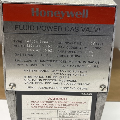 Honeywell V4055A1064 Fluid Power Gas Valve for sale online | eBay