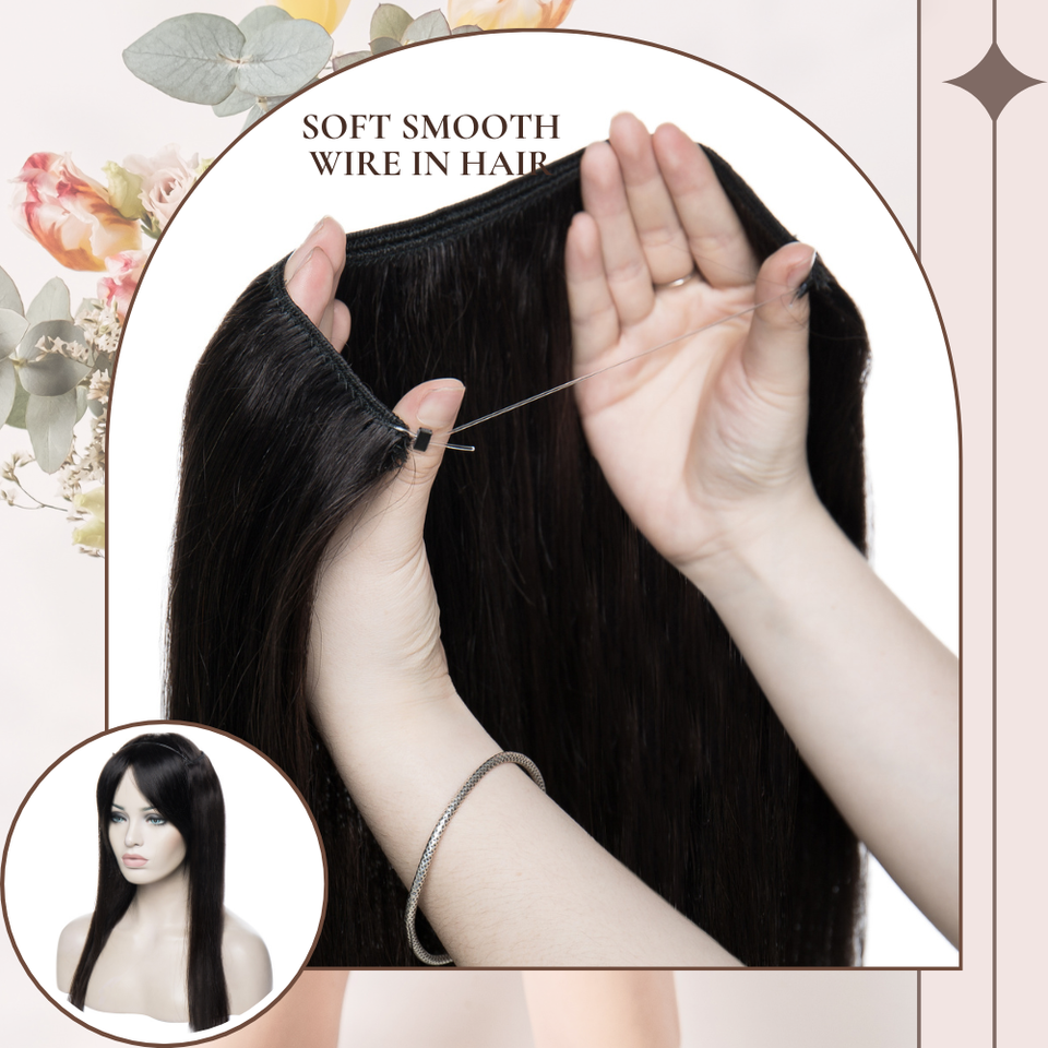 Hidden Secret One Piece Weft Wire on 100% Real Hair Human Extensions ...