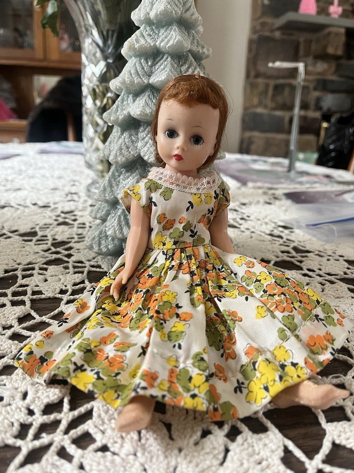 Cissette Doll MA 9" Yellow/Orange Floral Silky Dress Red Head | eBay