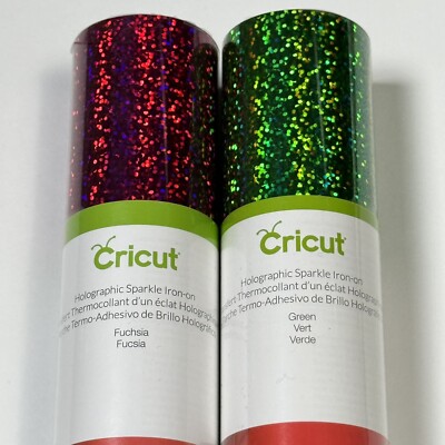 Cricut Holographic Sparkle Iron-On 2 PACK - Fuchsia AND Green - 12” X ...