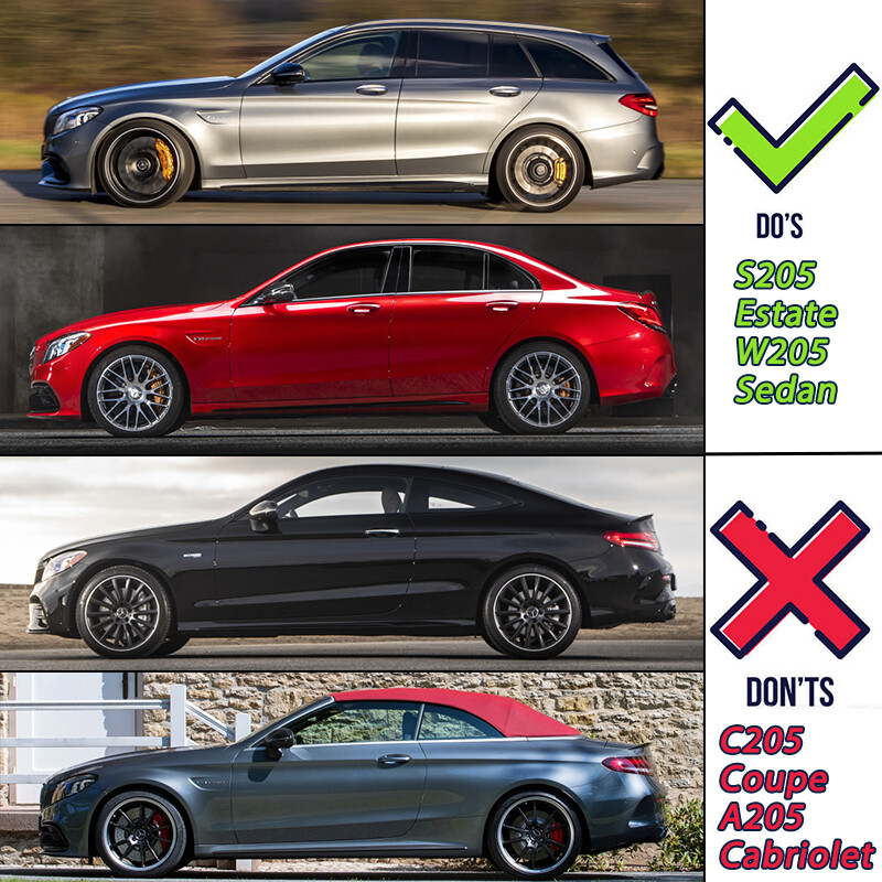 Black C43 Style Rear Diffuser +Tailpipes For Benz C-Class W205 S205 ...