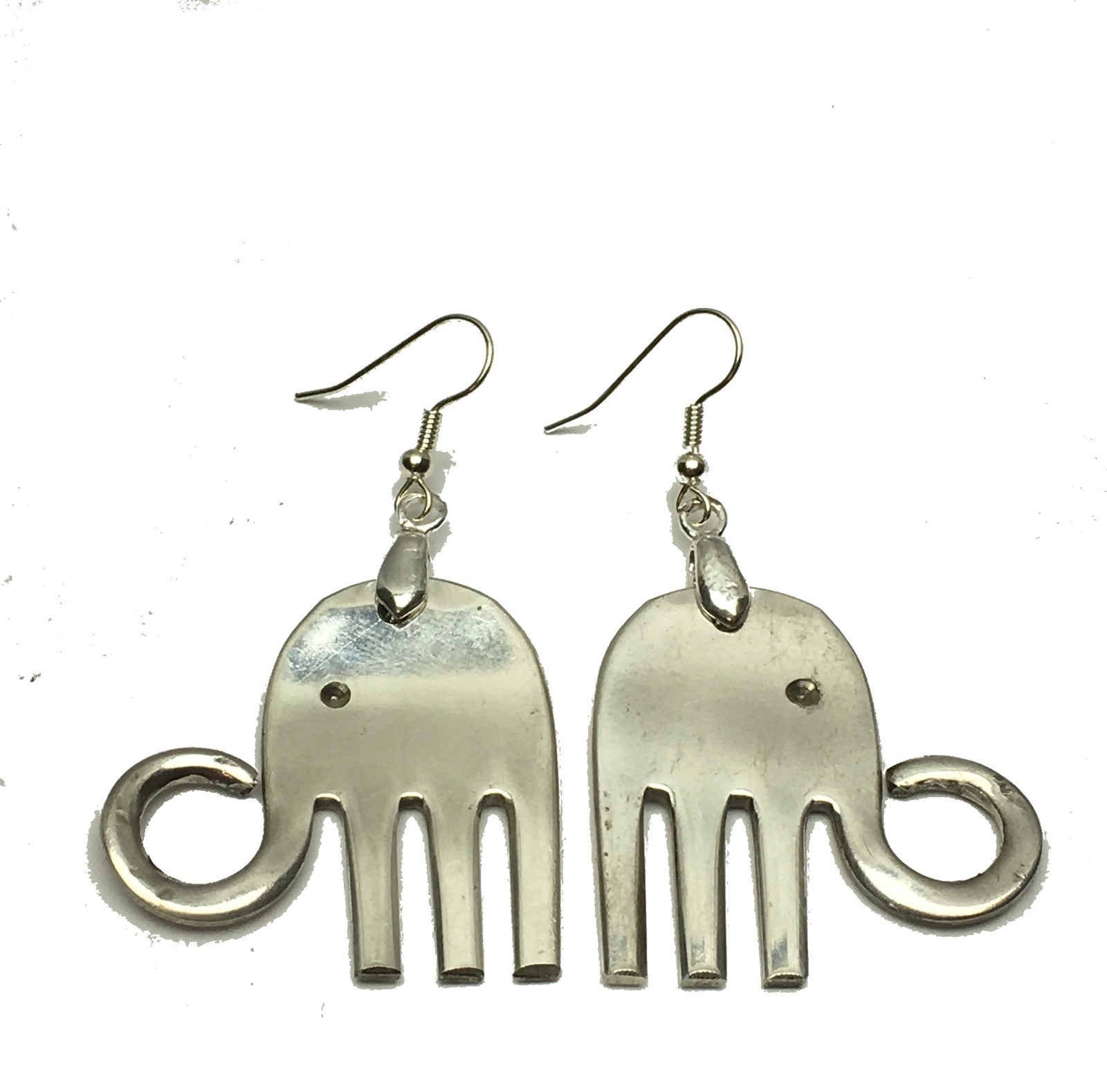 VINTAGE SPOON FORK ELEPHANT EARRINGS Silverware Silverplate Jewelry | eBay
