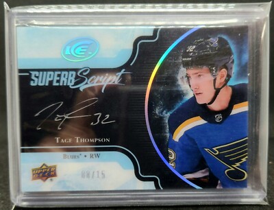 TAGE THOMPSON 2017-18 UD Ice Superb Script Portraits 8/15 AUTO Acetate ...