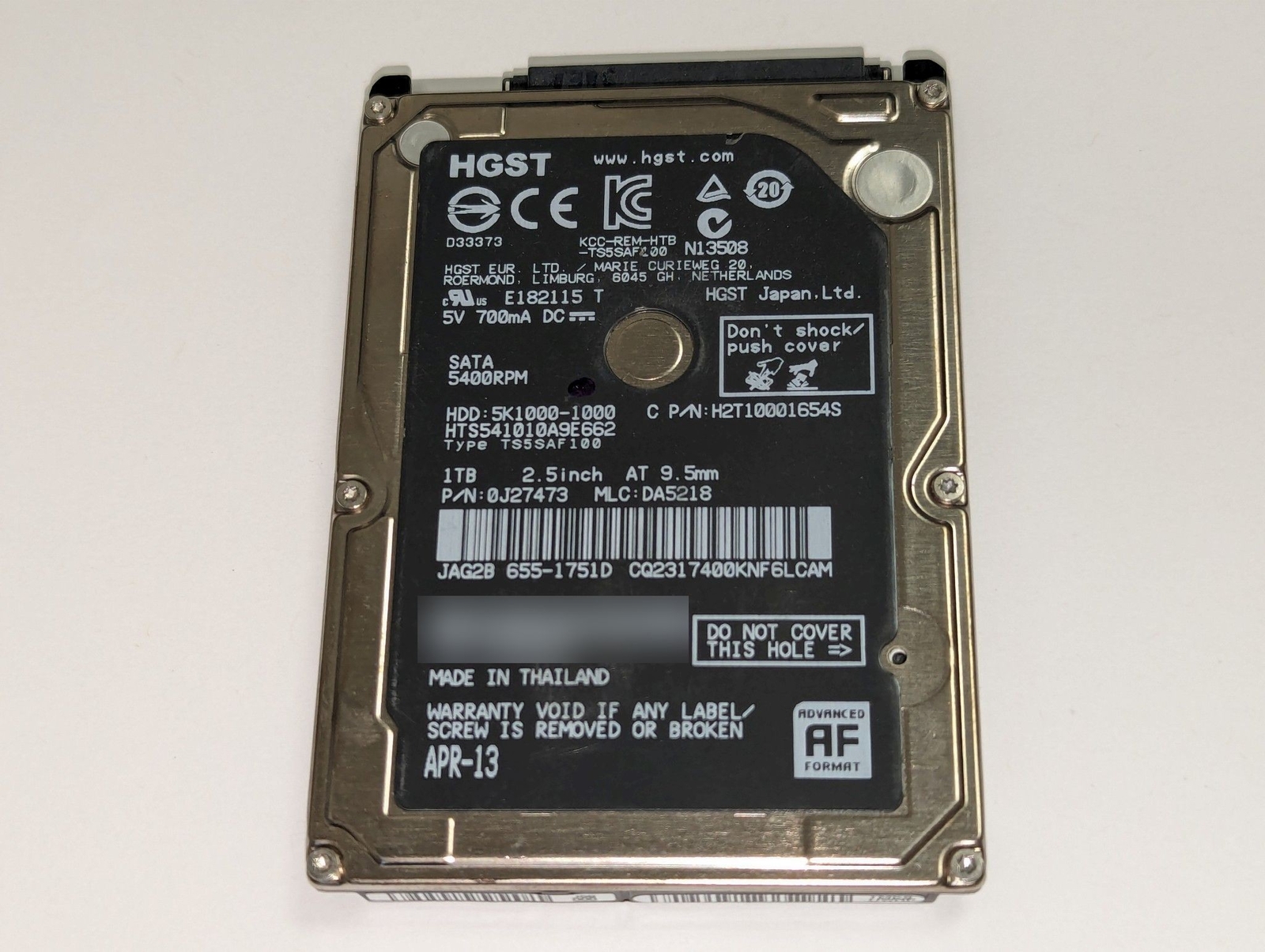 HGST 1TB 2.5" 9.5mm SATA Laptop Hard Drive HTS541010A9E662 5400RPM HDD ...