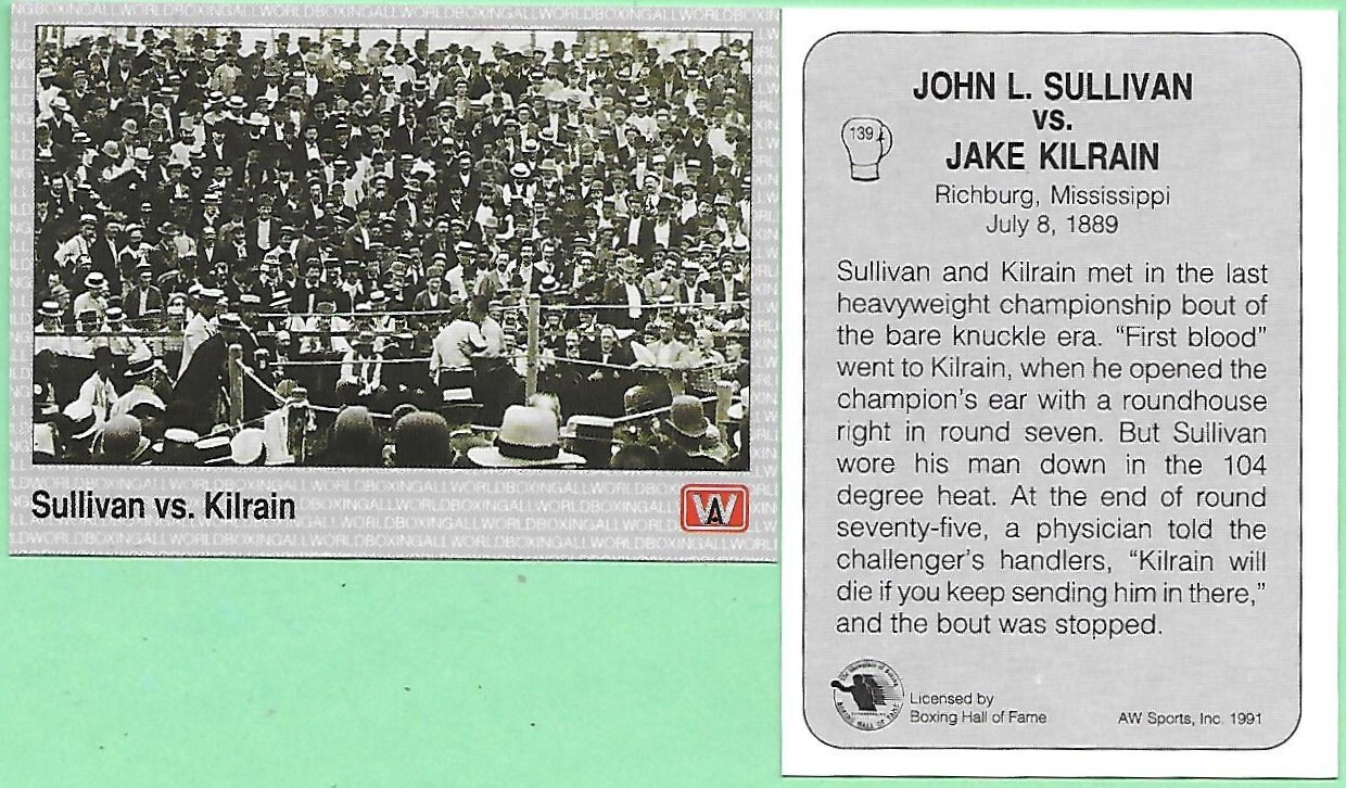 1991 AW Sports All World Boxing John L Sullivan vs. Jake Kilrain #139 ...