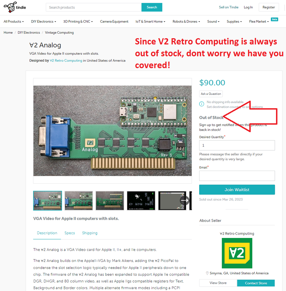 Apple II V2 ANALOG VGA & Z80 PCPI Applicard Softcard PicoPal IIe Ralle ...