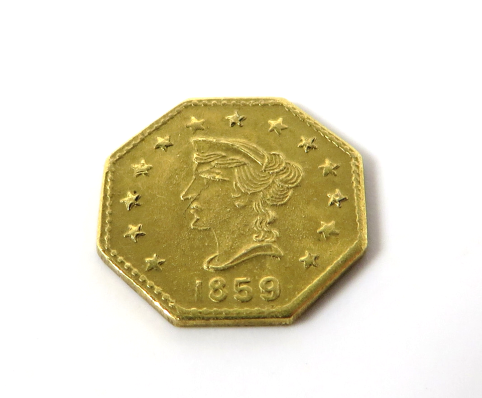 1859 California Gold 13-Star Token Liberty Head Octagon Fractional ...