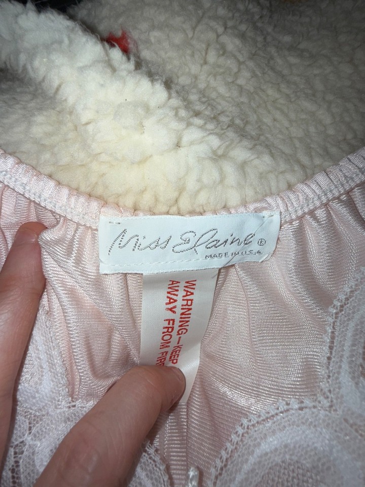 Vintage rare antron nylon pink miss elaine silky gown slip peignoir USA ...