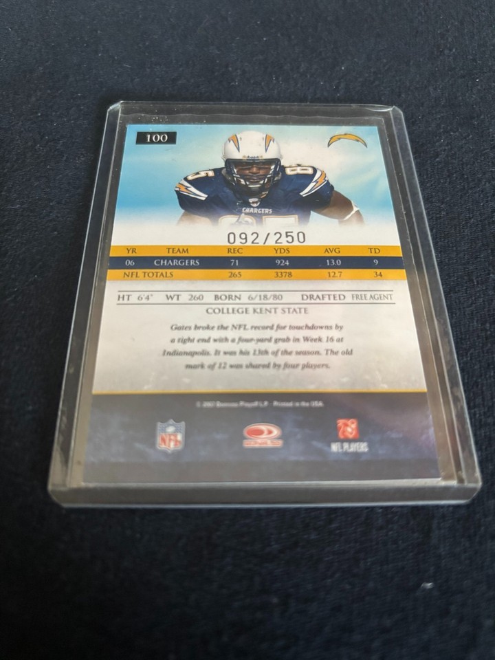 2007 Donruss Gridiron Gear Silver Holofoil X's #100 Antonio Gates 92/ ...