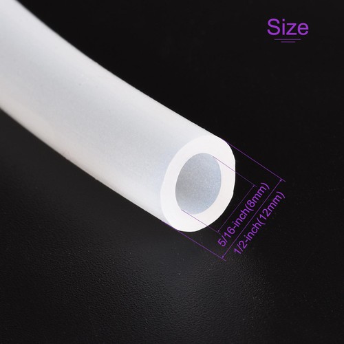 5/16"(8mm) ID 1/2"(12mm) OD 3.3 Feet Silicone Tube Translucent ...