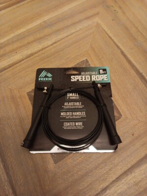 RBX-9FT. ADJUSTABLE SPEED ROPE WITH 5" HANDLES-Small (BLACK & SILVER ...