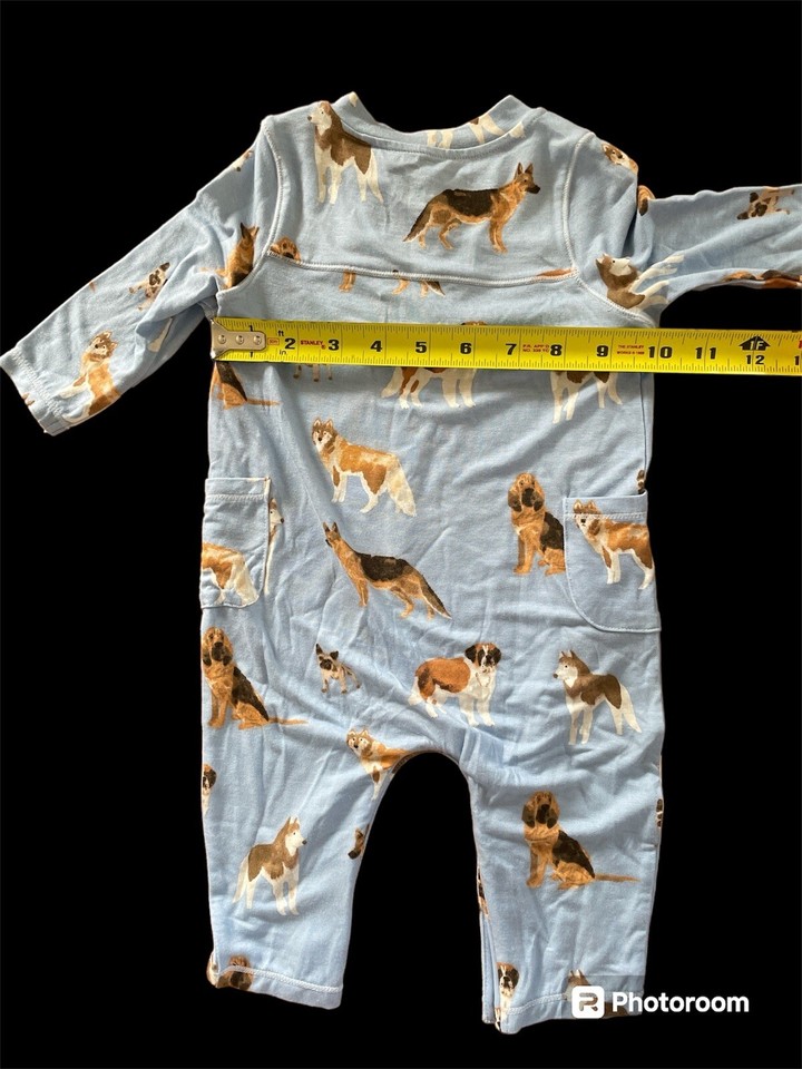 Angel Dear NWT Blue/Brown “Big Dogs” Bamboo Henley Long Sleeve Coverall ...