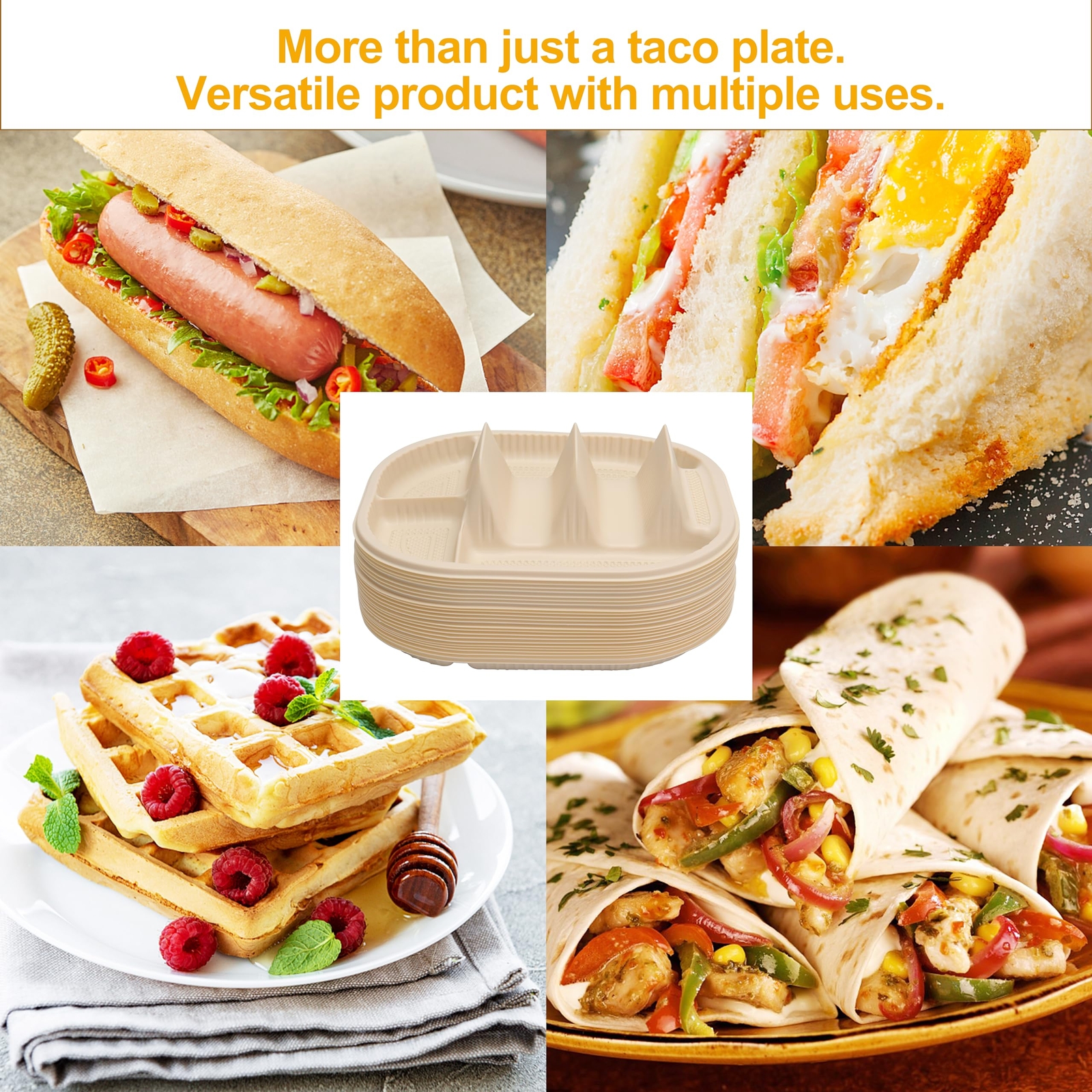 150 Pcs Small Disposable Taco Plates For Party Cornstarch Taco Holders ...