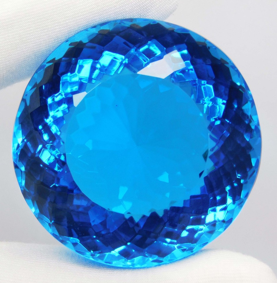 Certified 332.85 Ct Natural Santa Maria Blue Aquamarine Round Cut Loose ...