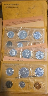 SET OF 4 - 1963 & 1964 US MINT PROOF SETS-90% FINE SILVER ORIG GOVT ...
