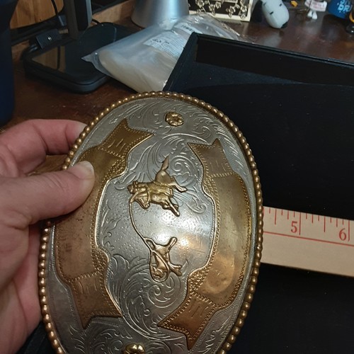 Old Vintage Hecho Mexico Calf Roping Double Banner Cowboy Trophy Belt ...