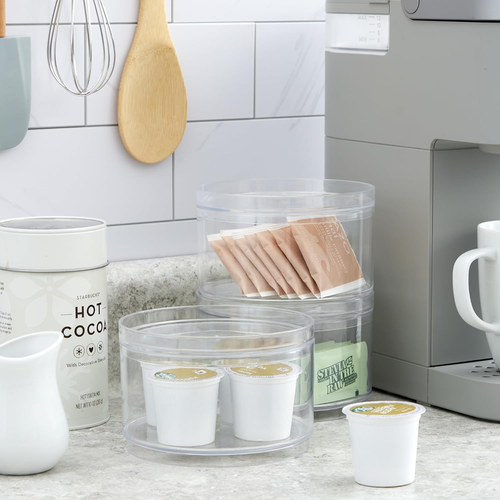 Bella Stackable Clear Plastic Container (Set of 3) round Vanity Storage ...