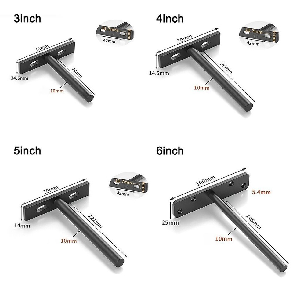 Metal Shelves Brackets Black Coated Wall Shelf Support | eBay