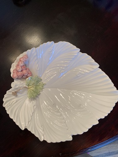 Italian Hand Painted Platter Large Leaf Server 13”x11.5” | eBay