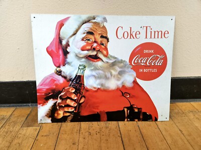 Coca Cola Bottles Coke Time Santa Christmas Nostalgic Metal Sign | eBay