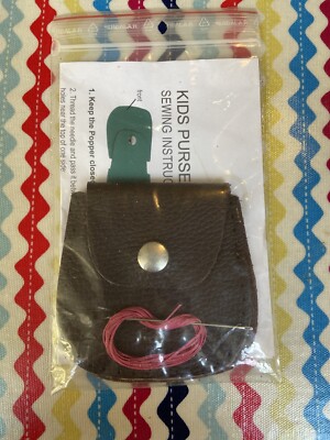 Kids Leather Coins Purse Sewing Kit Brown & Pink | eBay UK