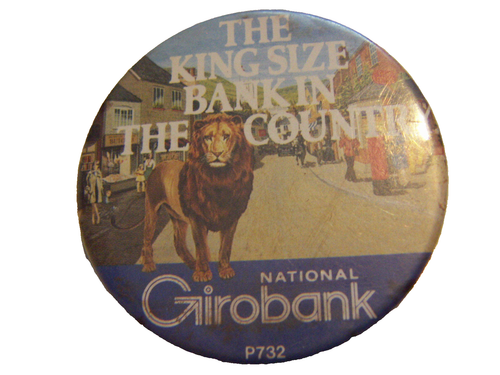 GIROBANK THE KING SIZE BANK IN THE COUNTRY LION PICTURE BADGE | eBay