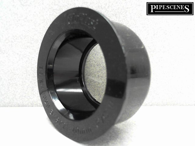 Black 62mm x 40mm (43mm) Glued Boss Pipe Adapter Reducer Fits Polypipe ...