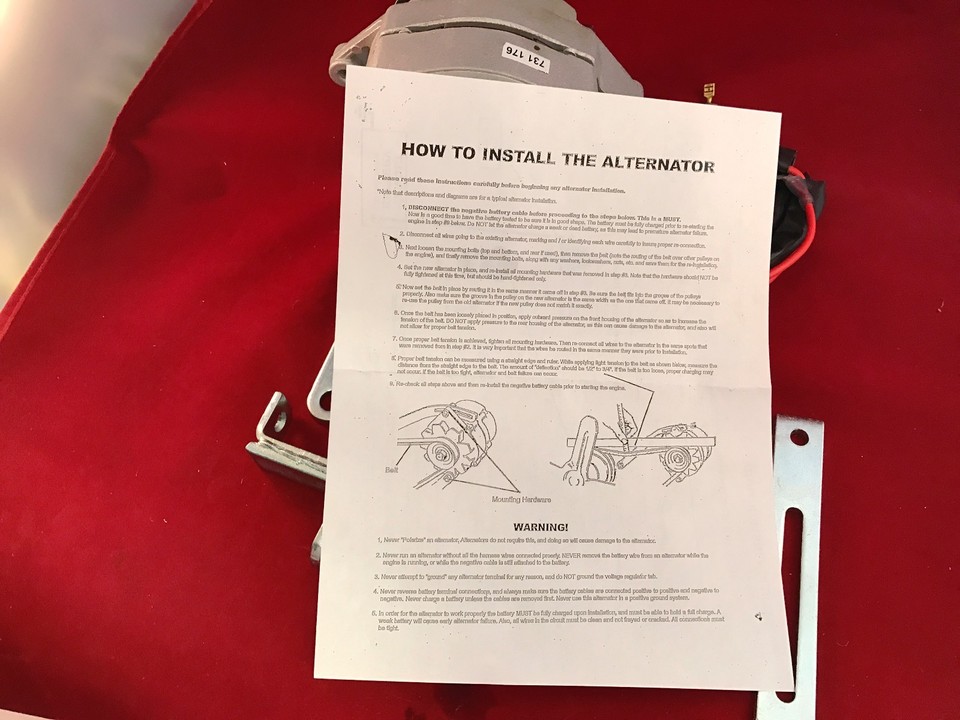 1950 - 1952 Ford 8N Alternator Generator Conversion Kit 6 to 12 Volt ...