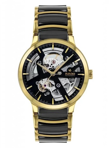Rado Centrix Automatic Open Heart 38mm Black and Gold Watch R30180162 ...