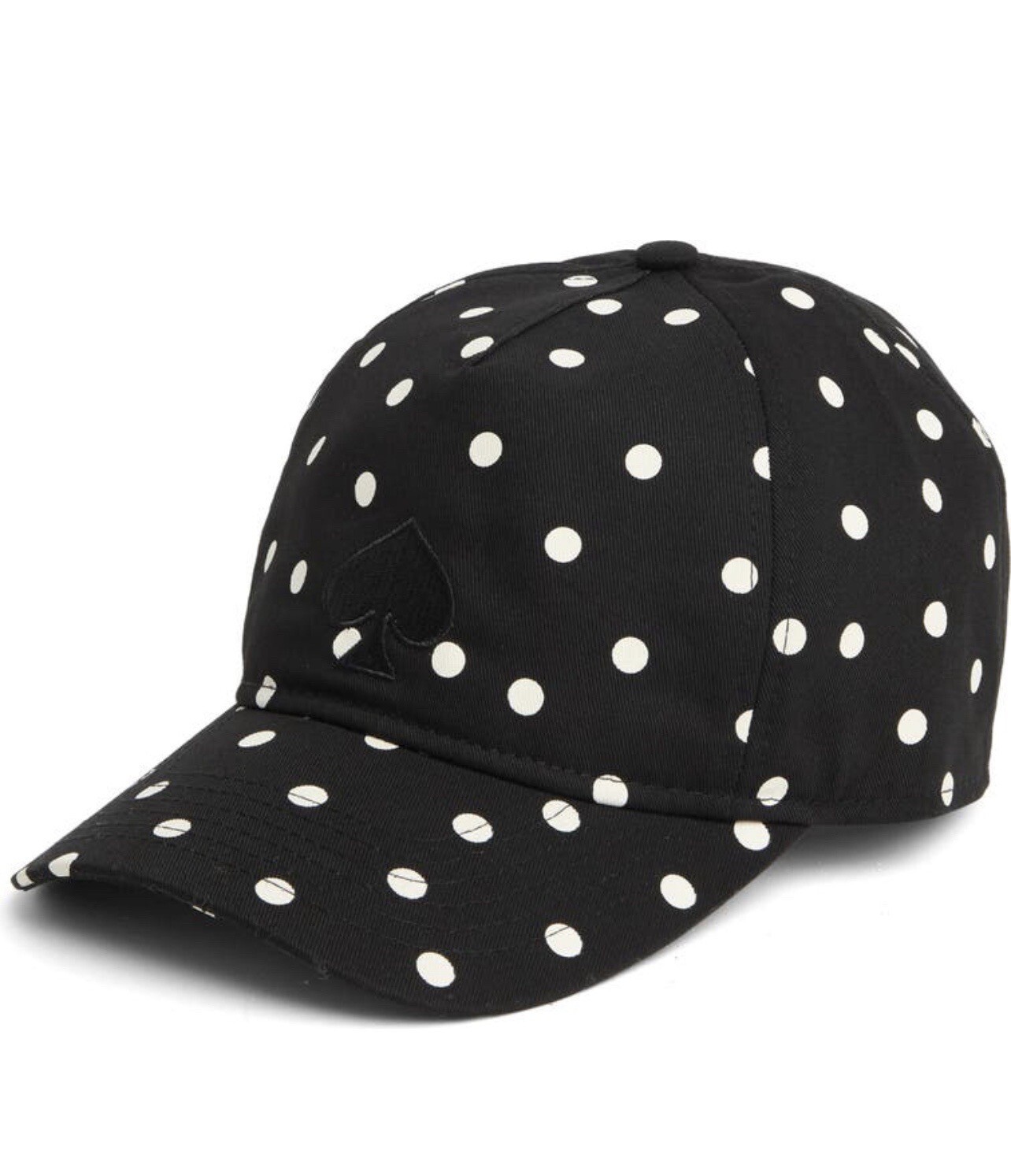 Kate Spade Logo Cotton Baseball Cap Hat - Black Cream Dot Toss NWT | eBay
