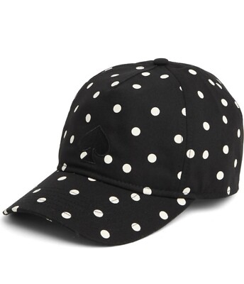 Kate Spade Logo Cotton Baseball Cap Hat - Black Cream Dot Toss NWT | eBay