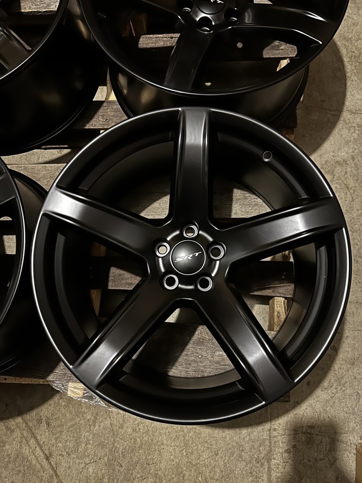 20" 5 Spoke Matte Black Wheels Fit SRT Dodge Challenger Charger 300 ...