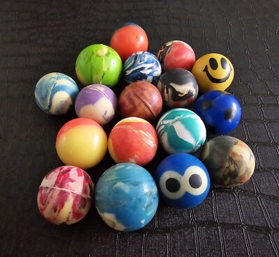 Vintage Rubber Bouncy Ball Lot of 17 Balls Various Styles Smiley Face ...