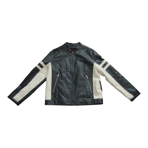 Wilsons Leather M. Julian Leather Jacket Men L Black & White Motorcycle ...