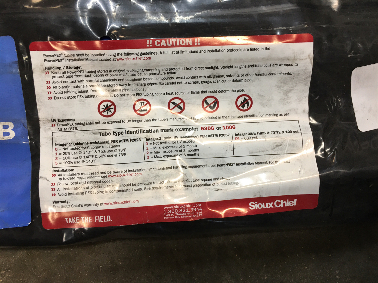 Sioux Chief PowerPEX 3/4" X 5' Blue PEX Tubing-LOT OF 10 STICKS IN UV ...