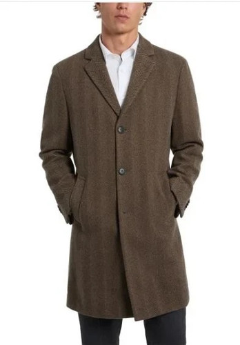 Kenneth Cole Reaction Men's Herringbone Fully Lined Overcoat Jacket ...