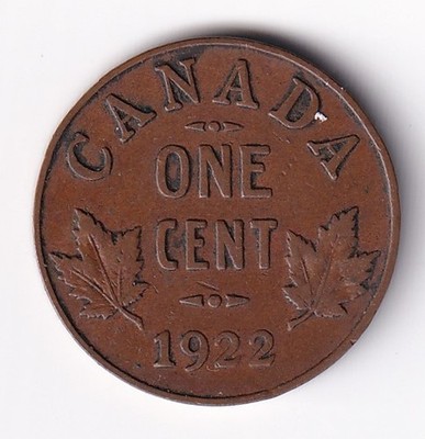 Canada 1922 1c One Small Cent Copper Coin King George V VG | eBay