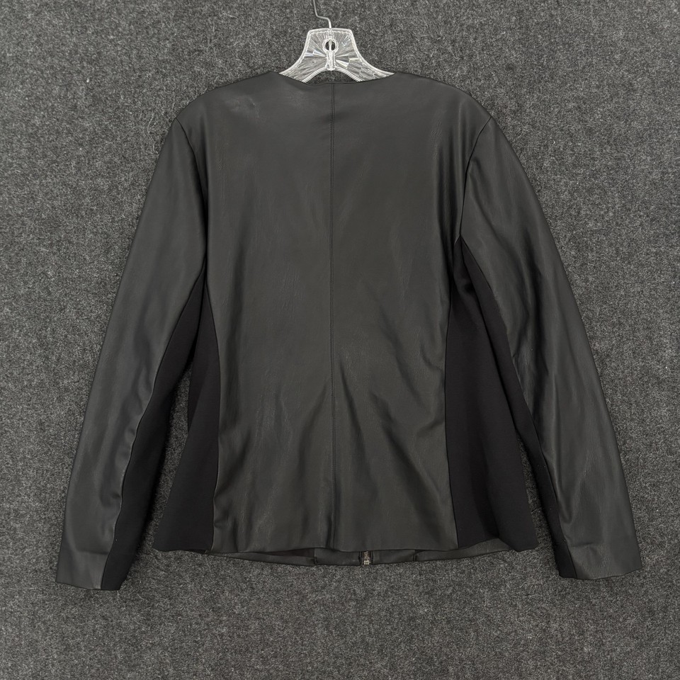 J Jill Jacket Women's Small Black Faux Leather Stretch Zip Lined ...