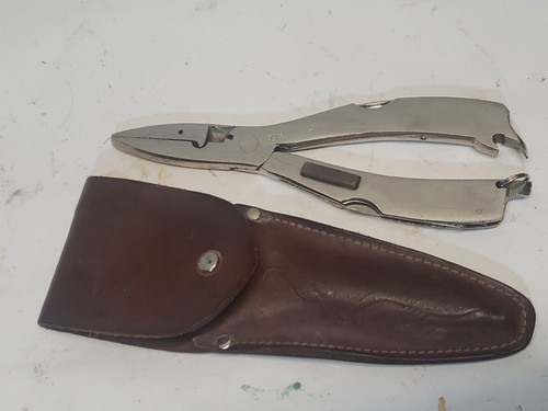 VINTAGE "SOLINGEN GERMANY" FISHING PLIERS MULTI-TOOL KNIFE W/ LEATHER ...