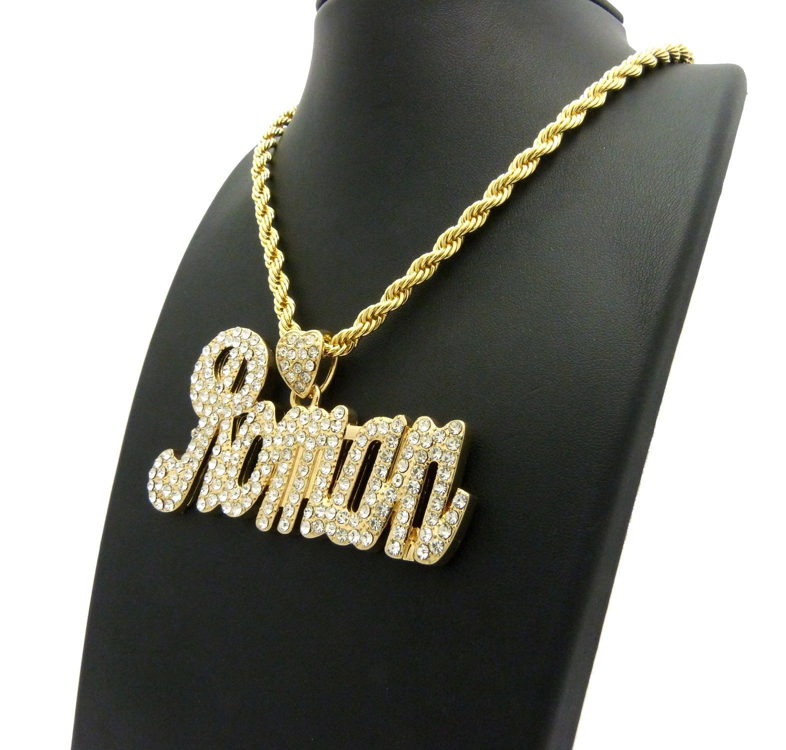 ICED GOLD PLATED CZ ROMAN BLING PENDANT & 5mm 20" ROPE CHAIN HIP HOP ...