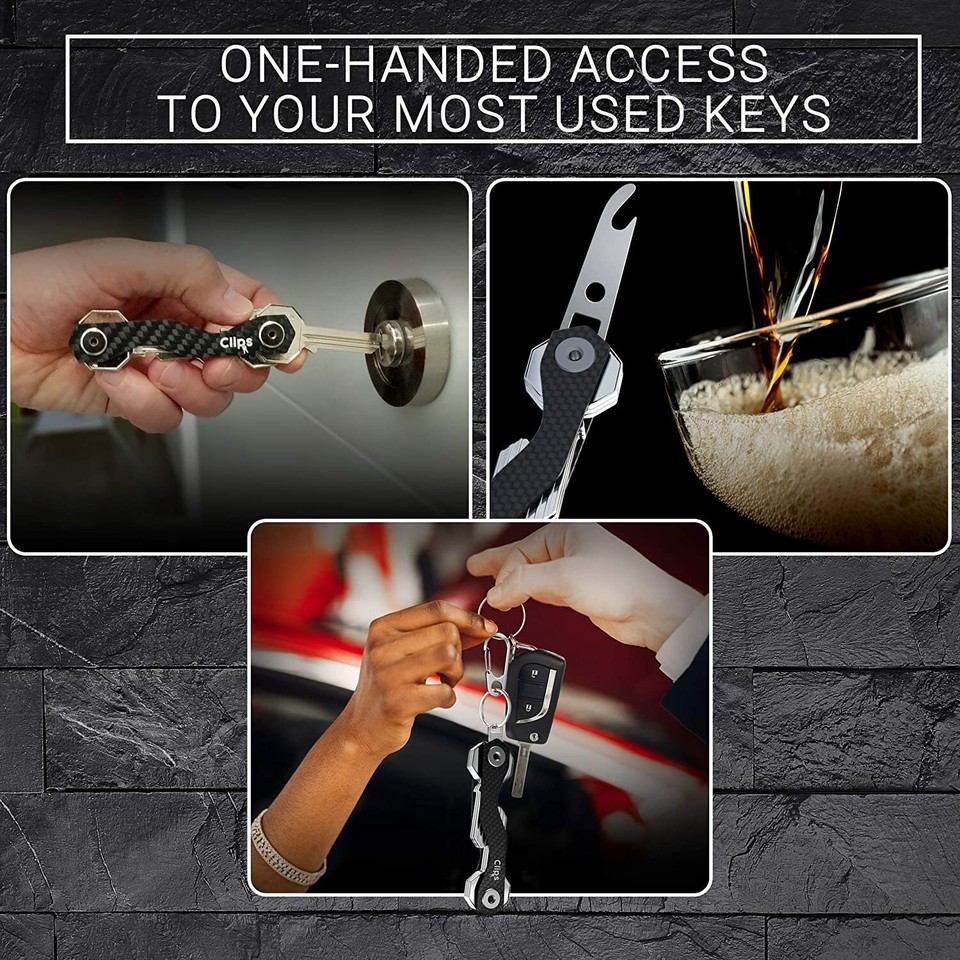 Clips Smart Compact Key Organizer Holder Keychain Carbon Fiber ...
